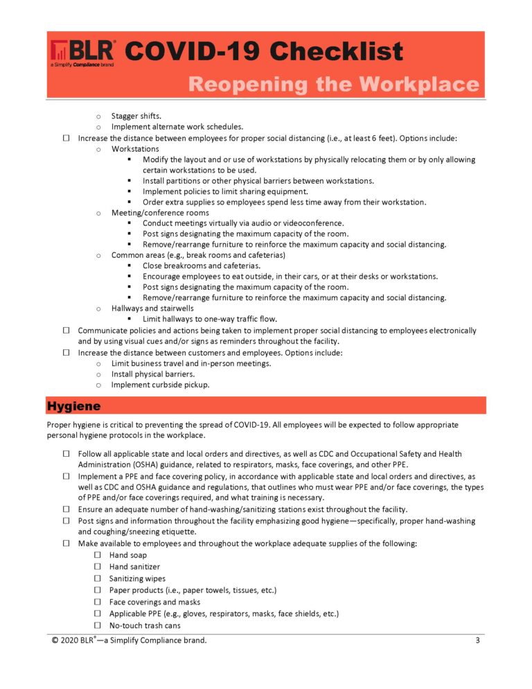 Safety COVID19 Checklist | AMERIND.com