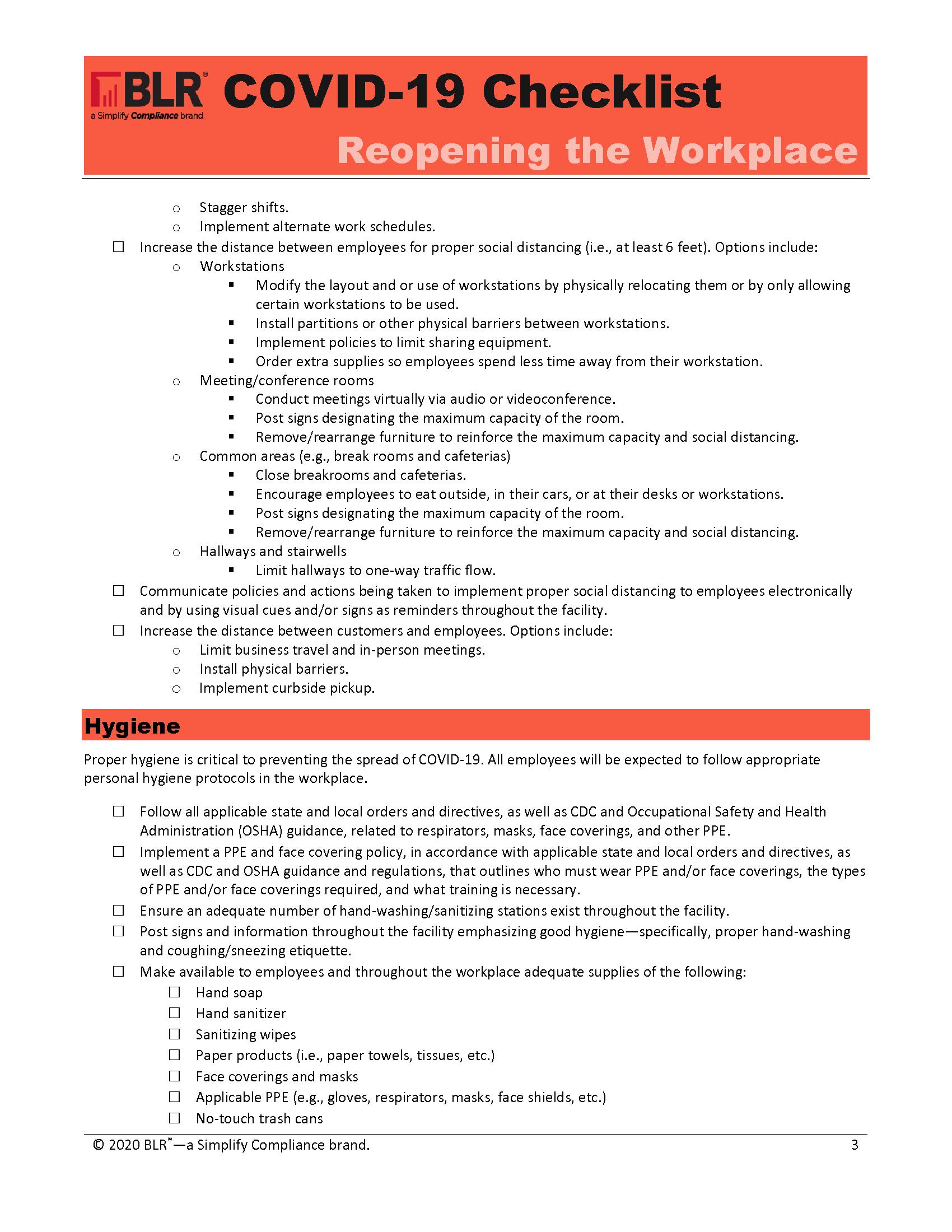 Safety COVID19 Checklist | AMERIND.com